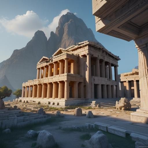 A library of ancient Greek architecture located in front of the ...