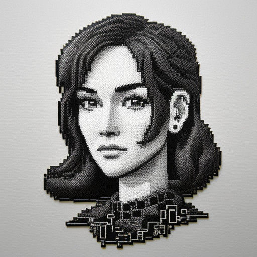 1970's style ASCII Art. A sophisticated and whimsical portrait, using ...