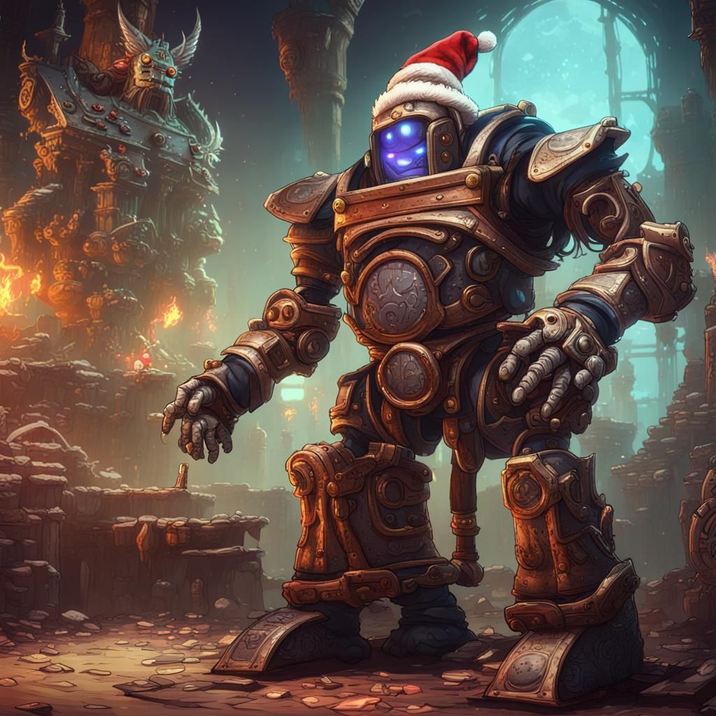 fututrama's robot santa as a boss battle in elden ring game, action ...