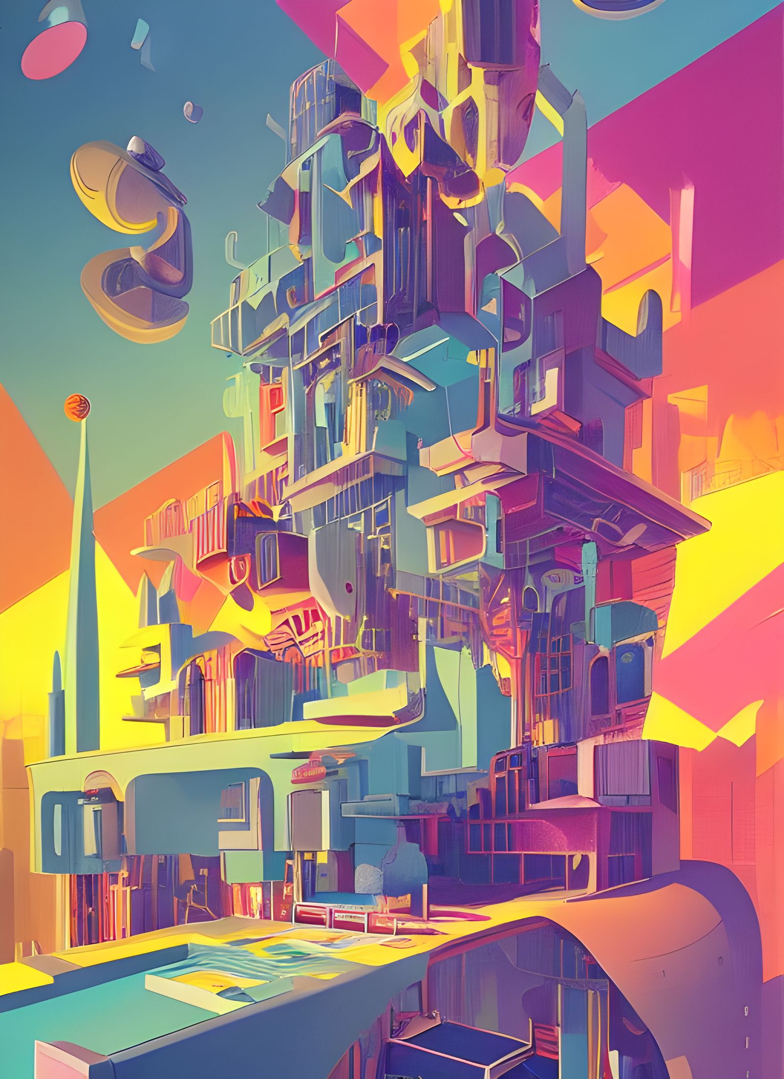 Architectonic City Building Structures, Skylines; Isometric Asymmetric ...