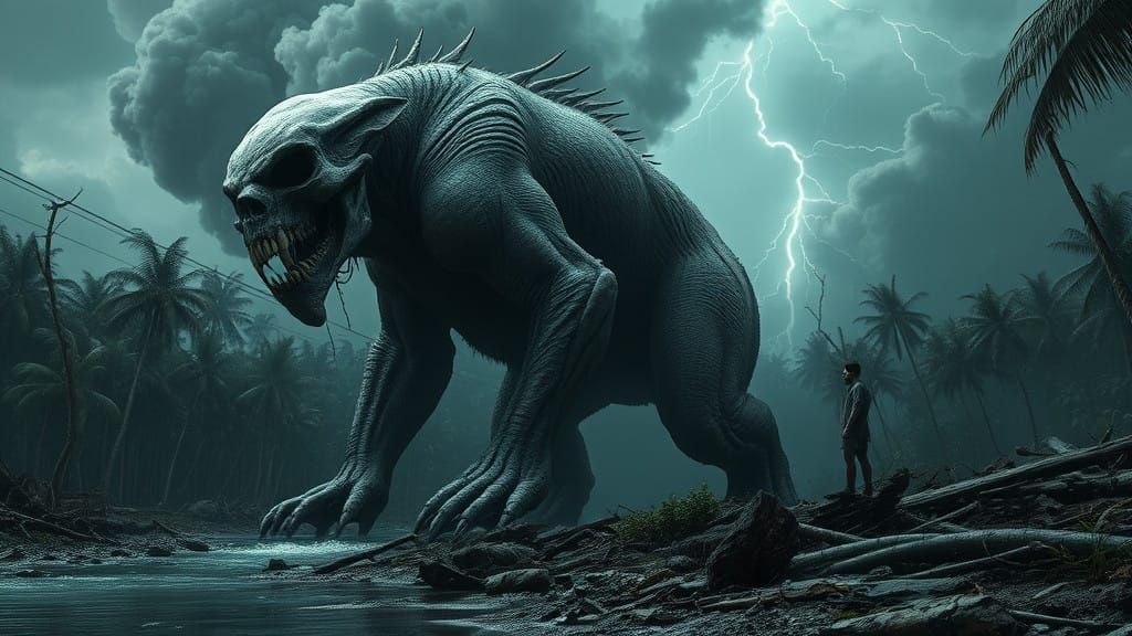 A striking ultra-realistic render of a colossal alien creature ...
