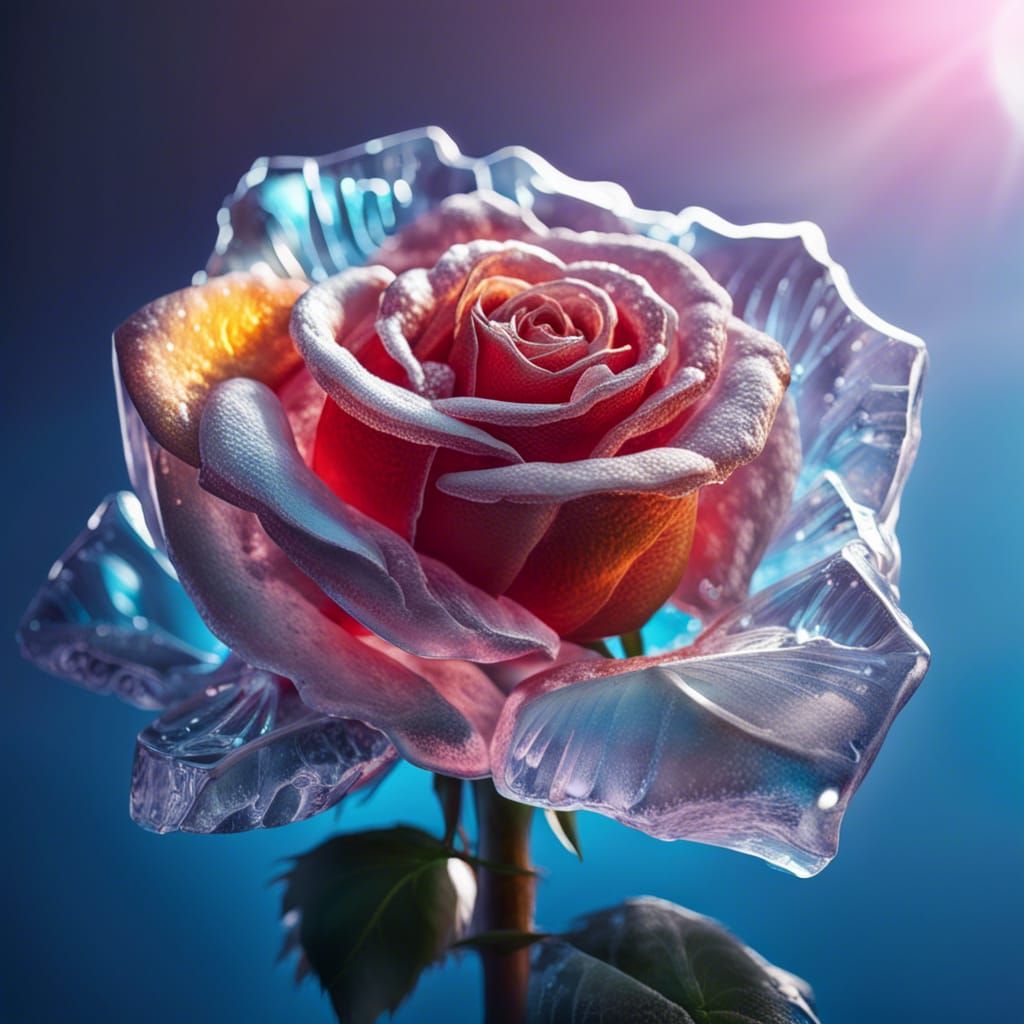 Rose turning to ice - AI Generated Artwork - NightCafe Creator