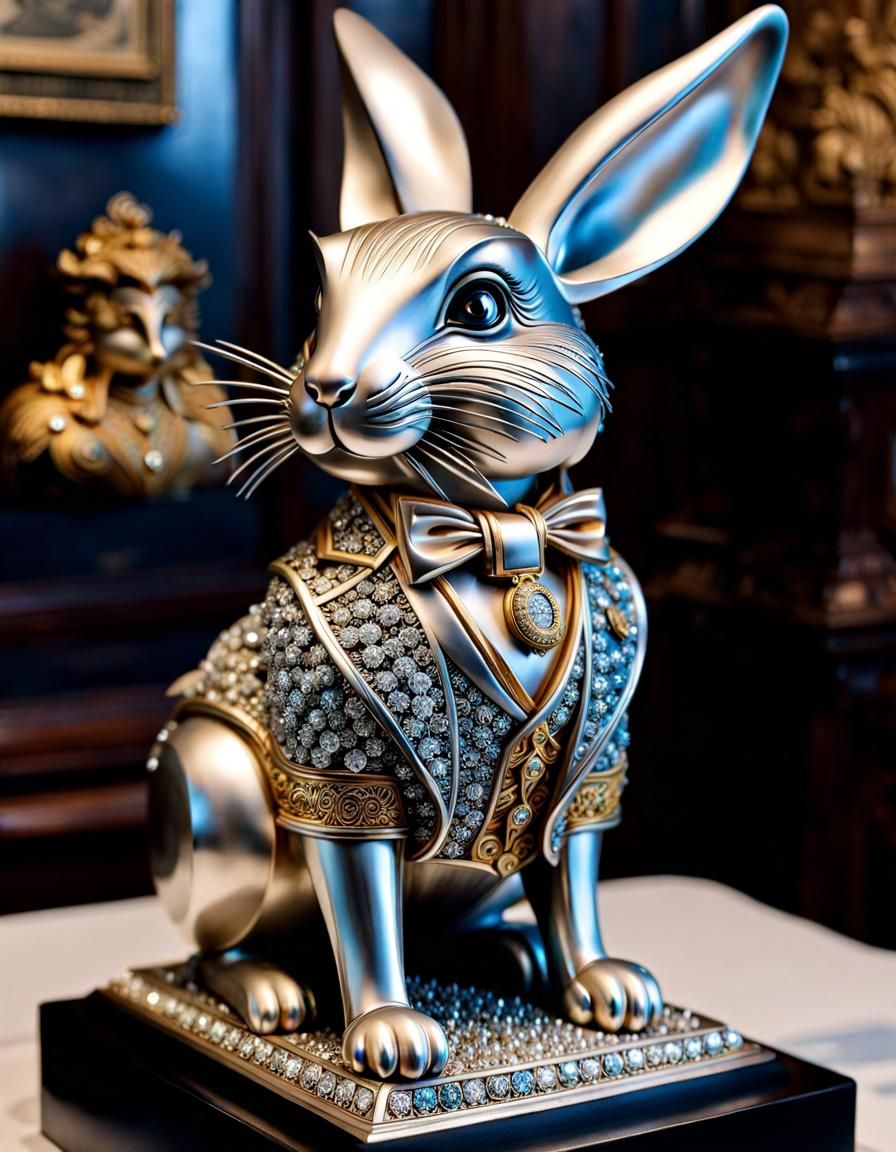 Metallic diamond rabbit - AI Generated Artwork - NightCafe Creator