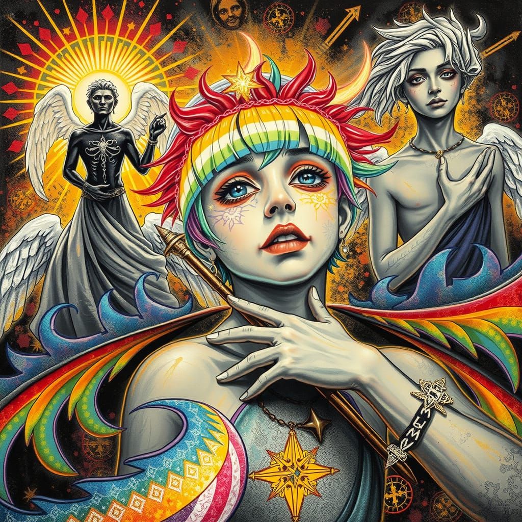 Punk Faith Kids Crayon drawing of punk goth angels , surreal child's ...