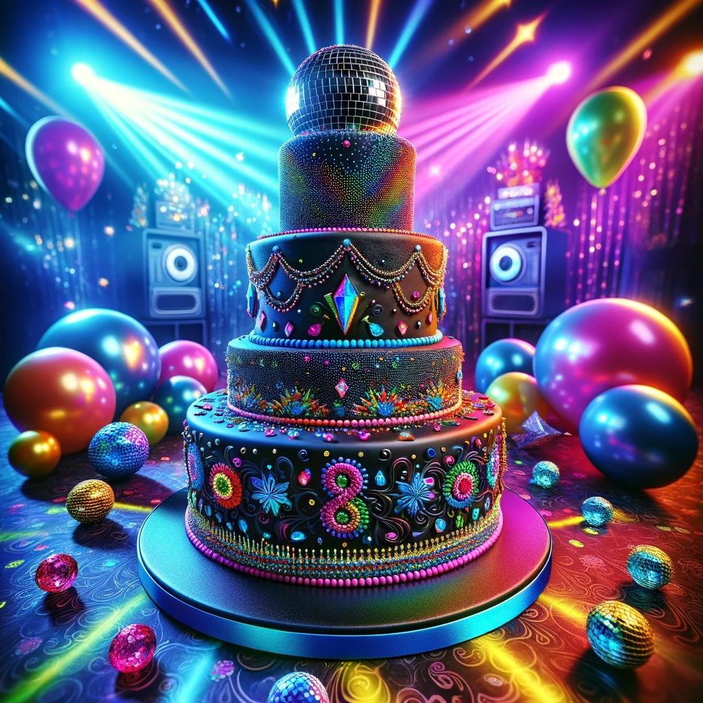8th Birthday Disco Cake - AI Generated Artwork - NightCafe Creator
