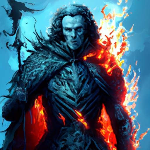 Evil Overlord Jon Snow covered in ice and fire 8k resolution concept ...