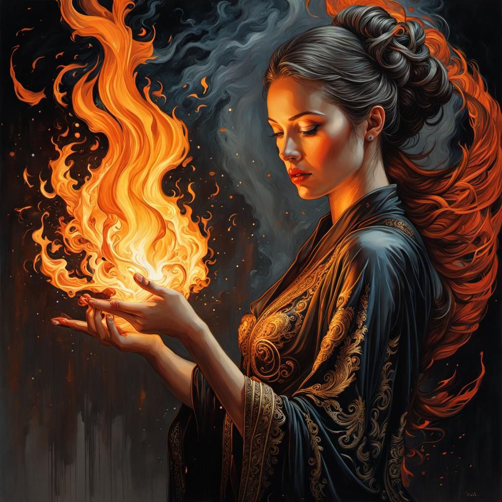 the fire witch - AI Generated Artwork - NightCafe Creator