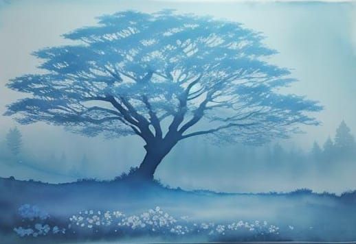 Cyan Tree - AI Generated Artwork - NightCafe Creator