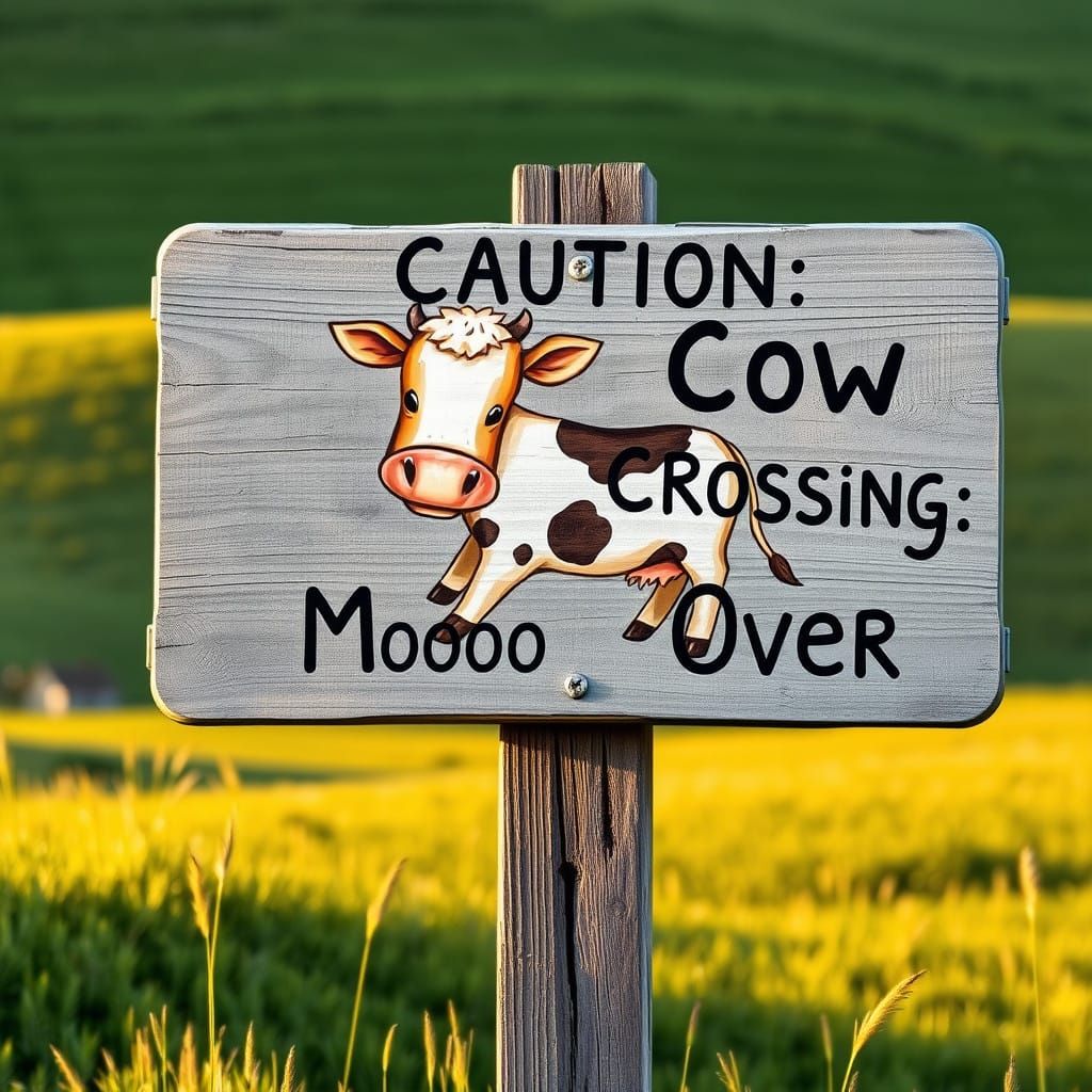 "Caution: Cow Crossing: Moooo Over"