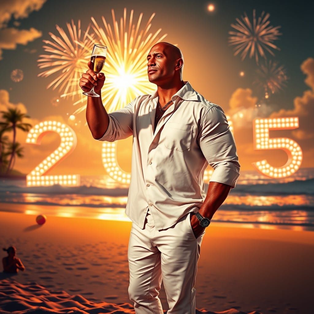 2025 Here I Am - The Rock Toasts to 2025 in Vibrant Miami Be...