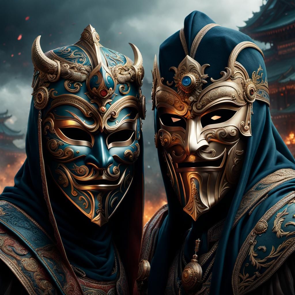 The Duality of the Mask - AI Generated Artwork - NightCafe Creator