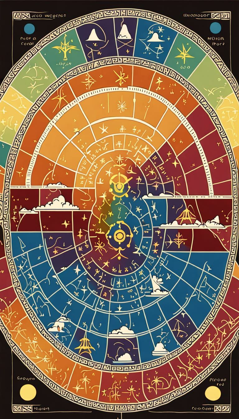Egyptian Sky Chart with Hieroglyphs - AI Art