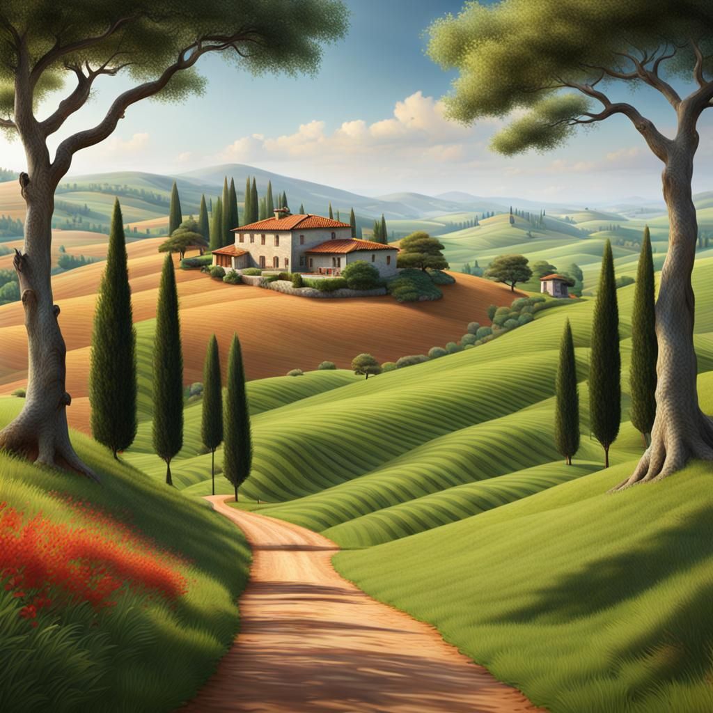 Create a UHD photorealistic image that portrays a peaceful and pastoral ...