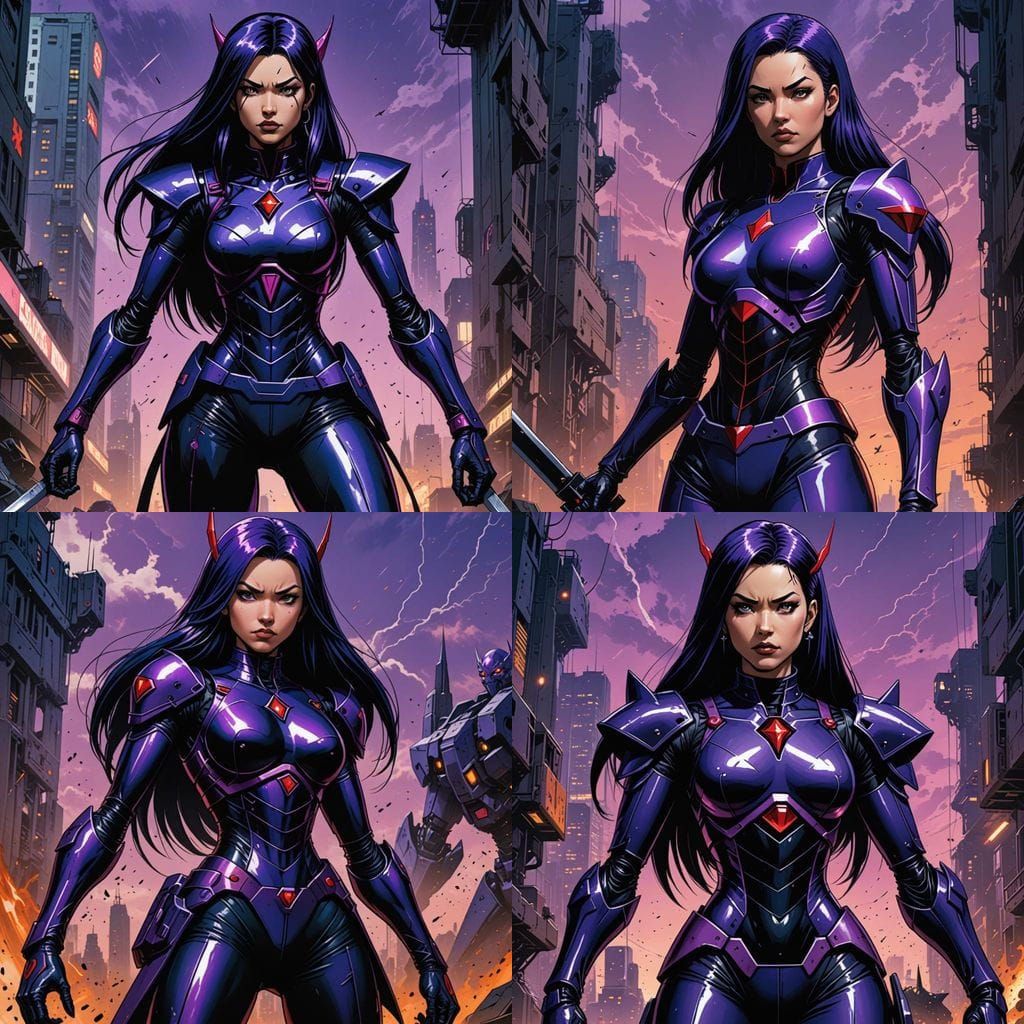 Gothic Psylocke Surrounded by a Majestic Evangelio... - AI Art