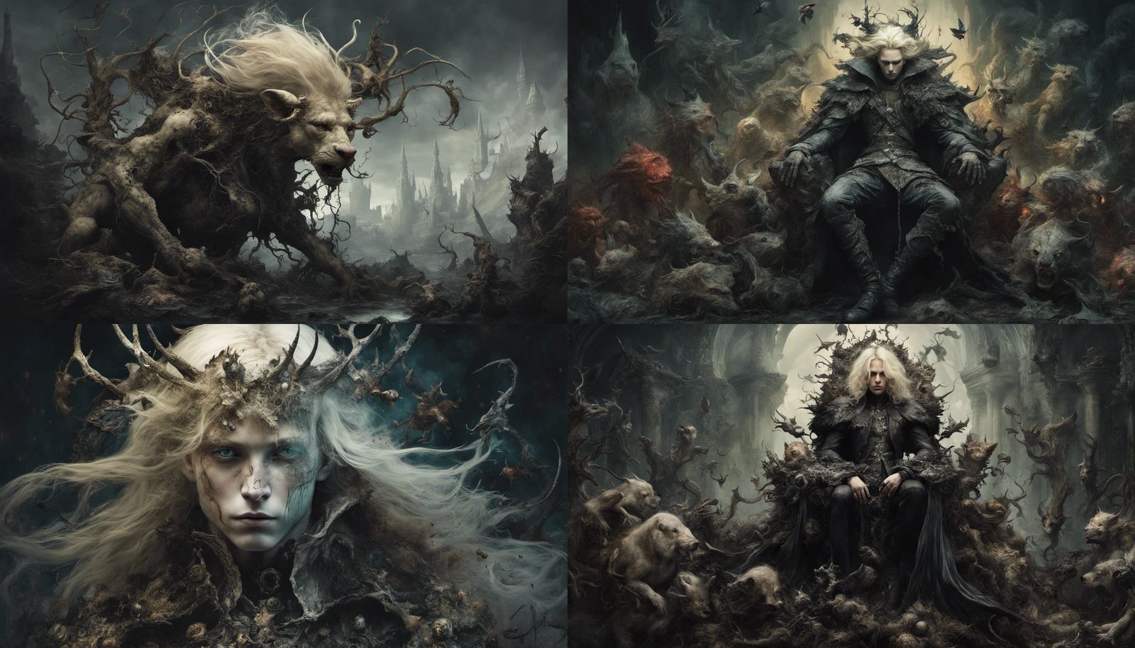 "Corrupted blonde Prince, dark world, sinister beasts", Dark Acadamia ...