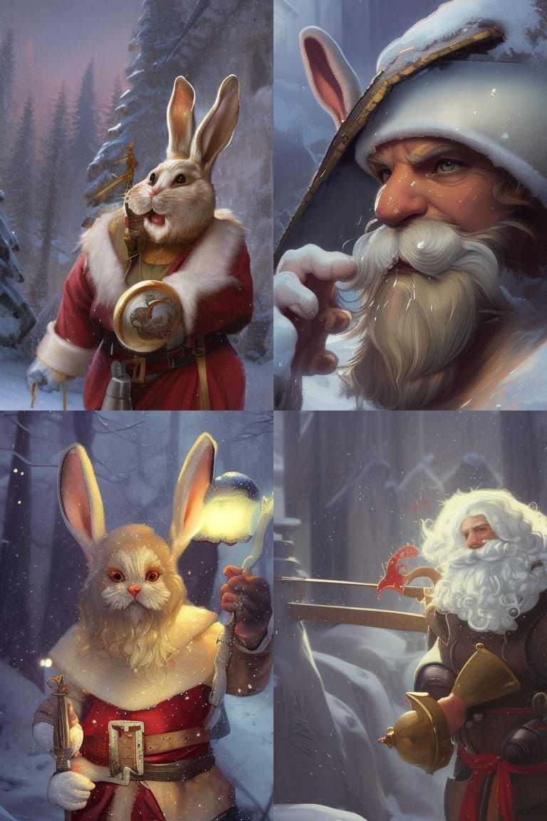 Medieval Santa bunny, head and shoulders portrait, 8k resolution ...