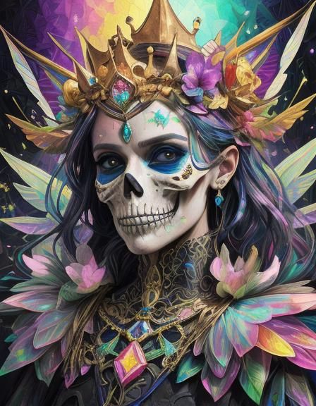 (hyper detailed surreal fantasy art of a Reaper with golden crown and ...