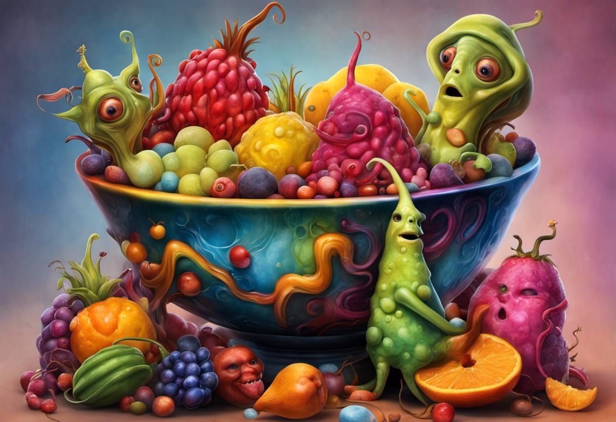 alien fruit bowl - AI Generated Artwork - NightCafe Creator