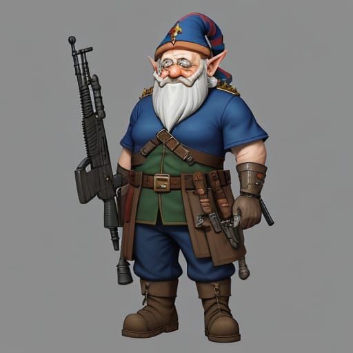 Fantasy Gnome Warrior with Custom Armory and Explo... - AI Art
