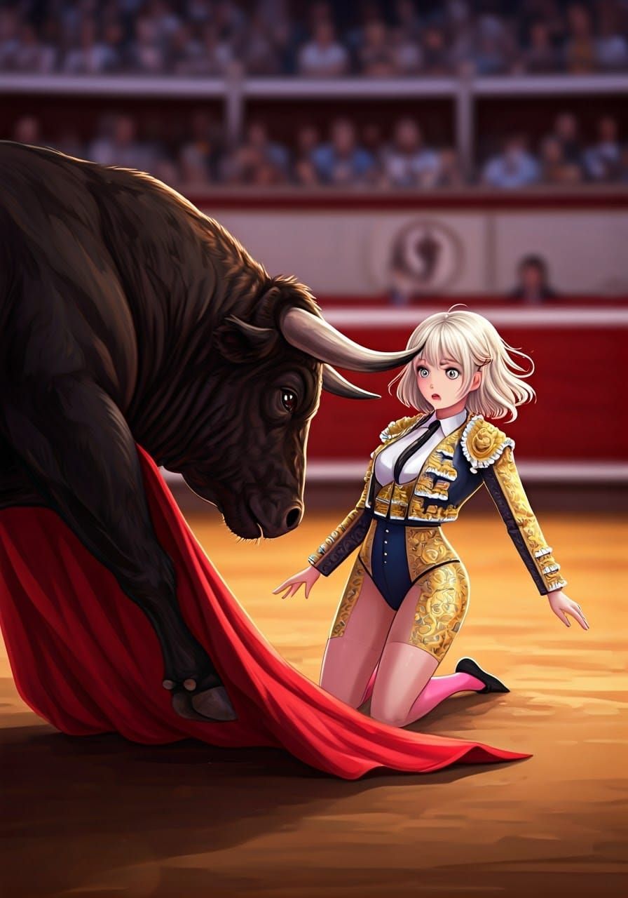 Nervous Bullfighter Girl in Fierce Manga-Inspired ... - AI Art
