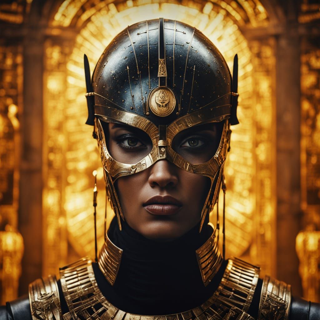 Elegant Cyber Oracle in Ancient Temple Regalia - AI Art