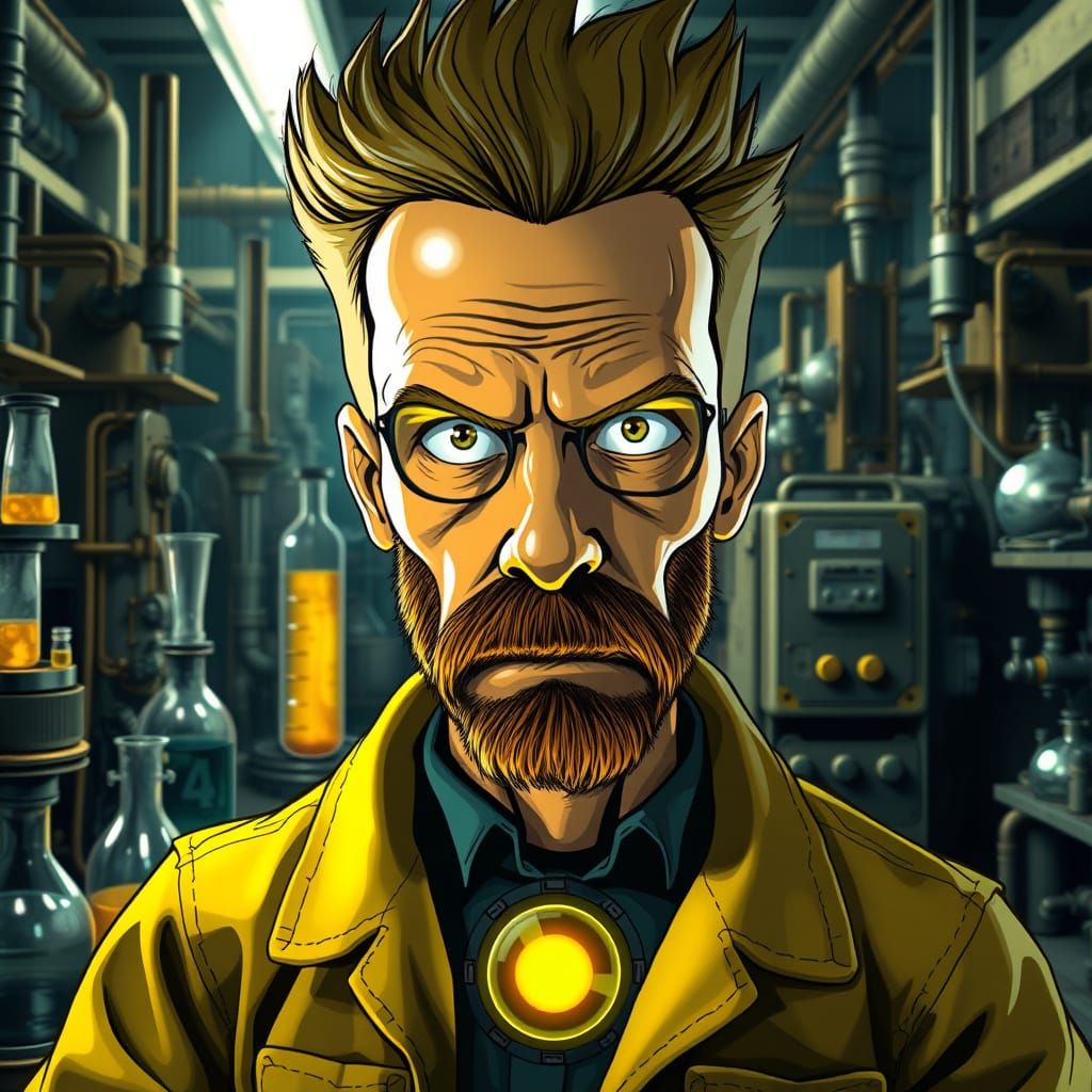 A hyperrealistic portrait of Walter White dressed as Bart Simpson, art ...