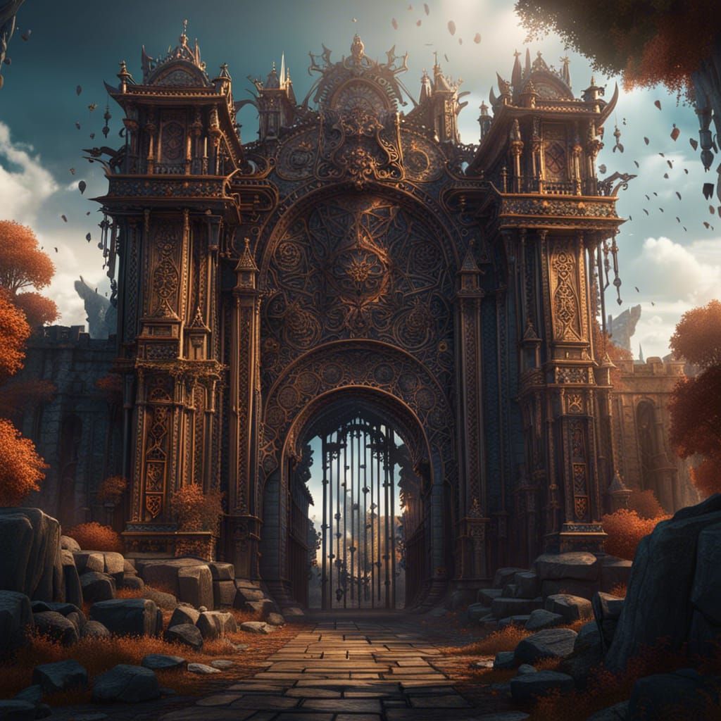 Mind-blowing illustrations of colossal gates with intricate iron ...