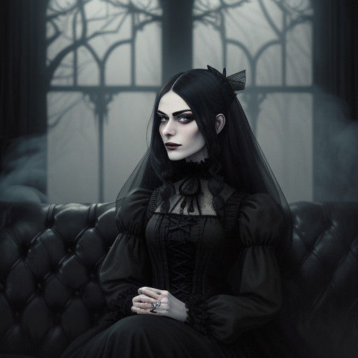 Ethereal Vampire in Victorian-Era Gothic Luxury - AI Art