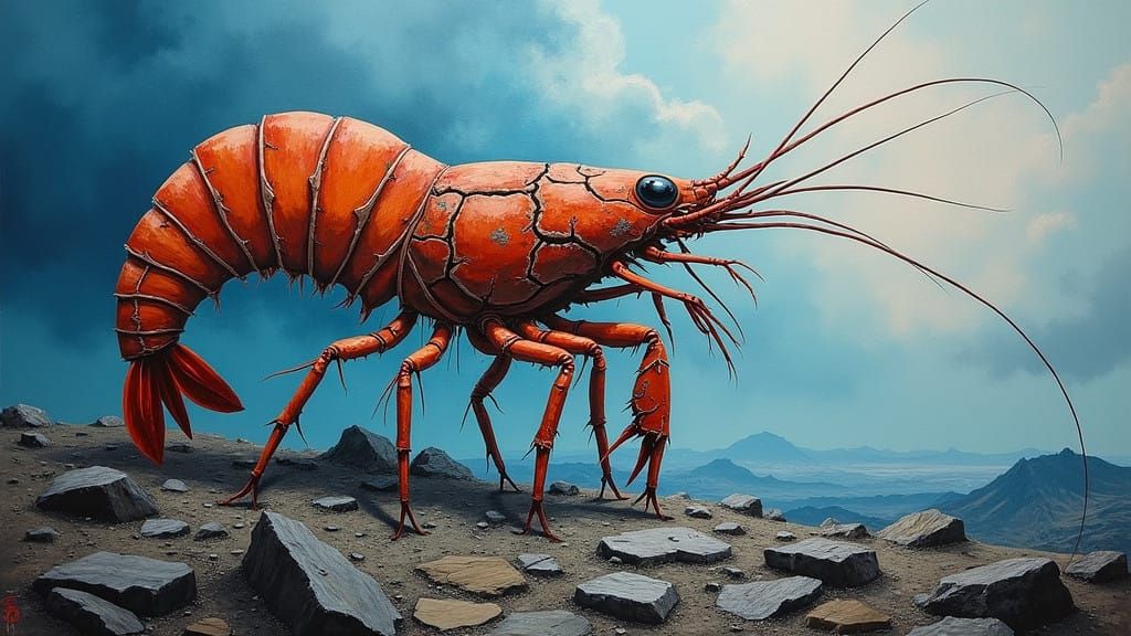 Cracked Shrimp Dominates Desolate Malay Winter - AI Art