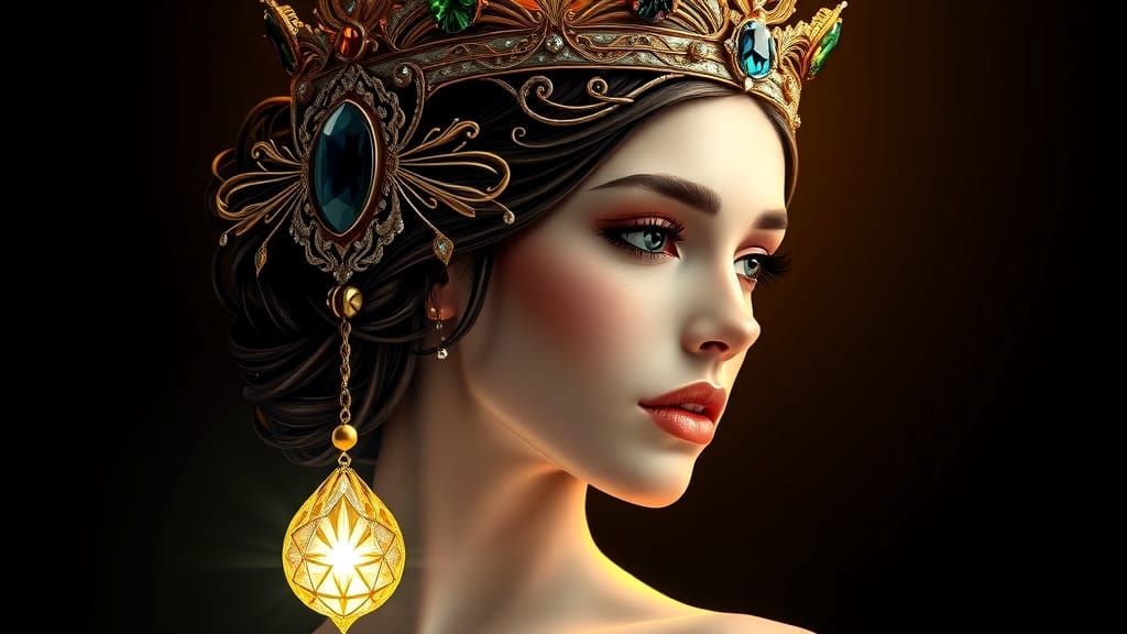 A stunning portrait of a woman - Ethereal Crown and Jewels i...