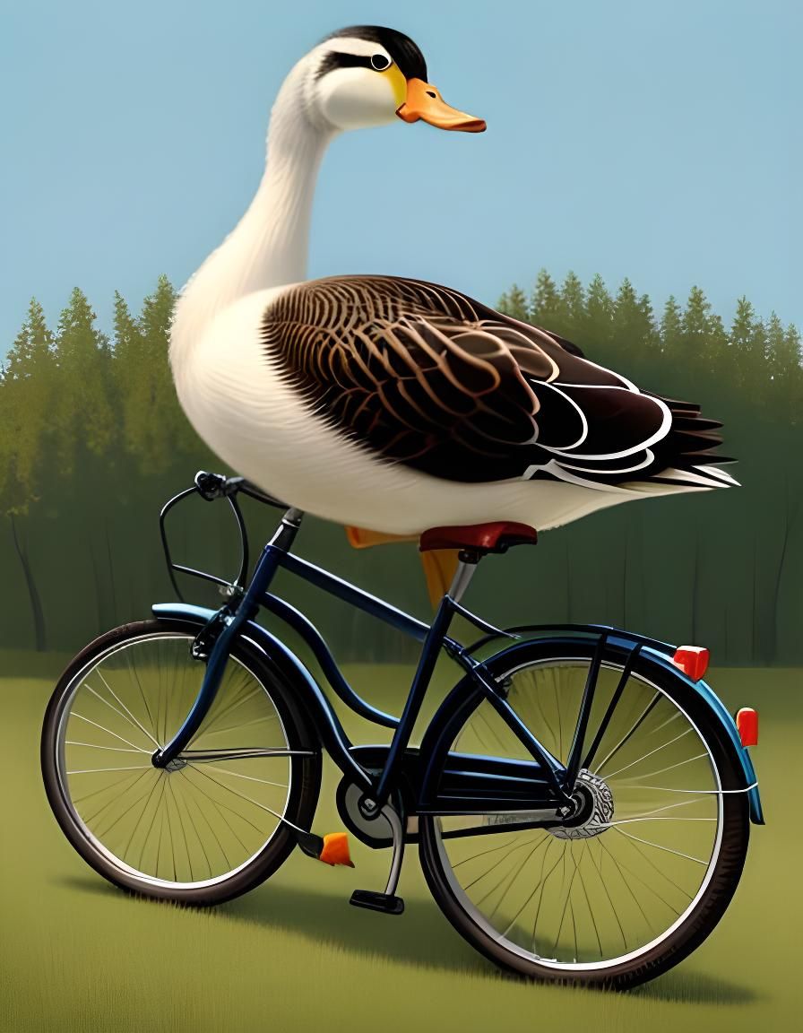 Duck on a bicycle - AI Generated Artwork - NightCafe Creator