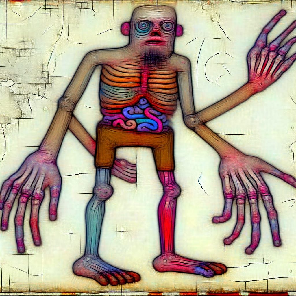 Distorted Human Form in Unfinished Watercolor - AI Art