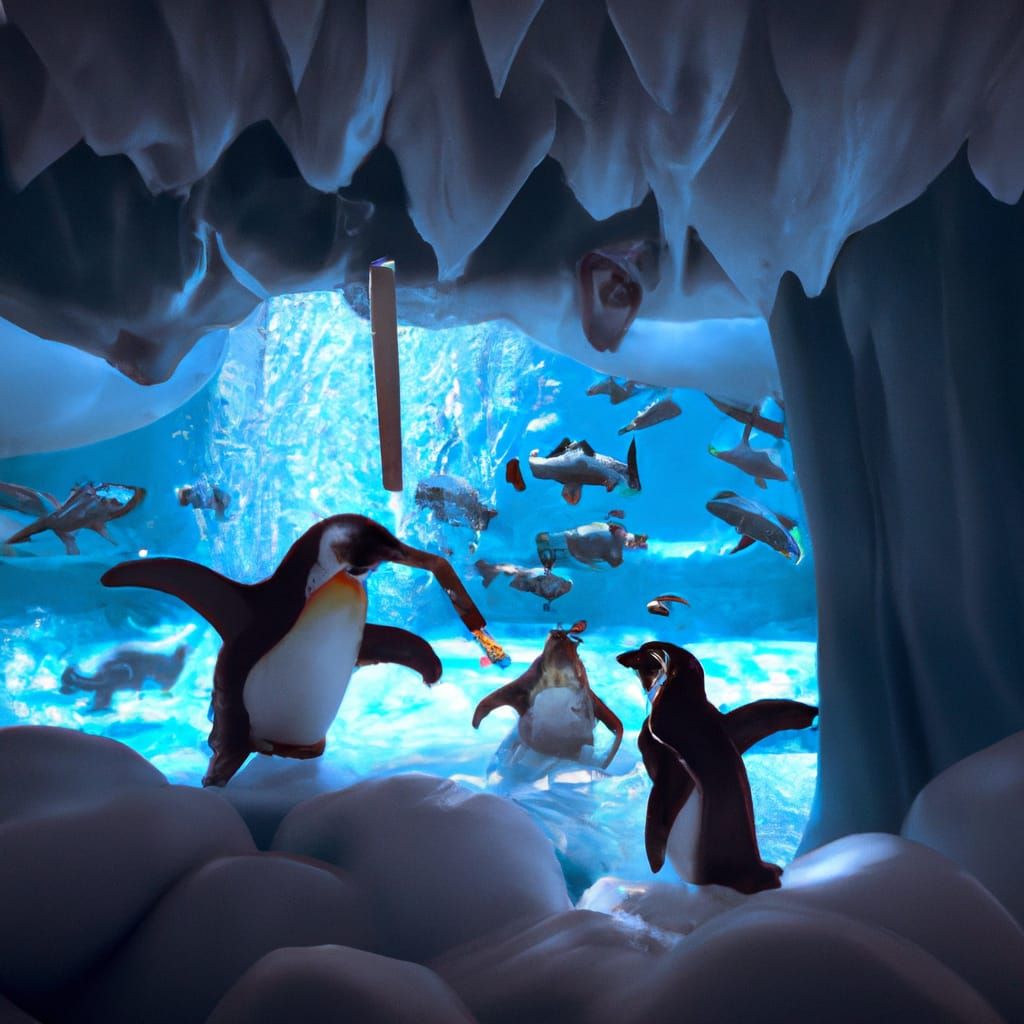 Ice cave penguins - AI Generated Artwork - NightCafe Creator