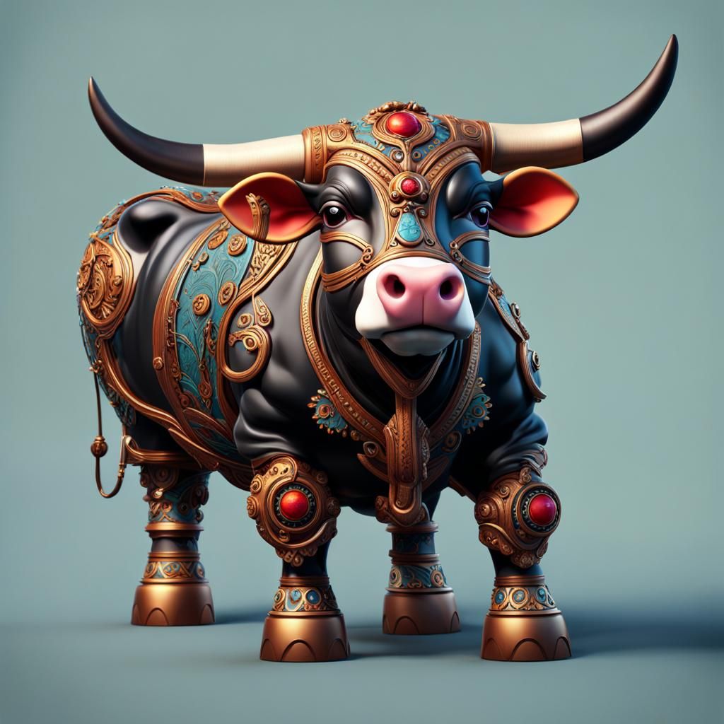"Design a rebellious cow NFT, showcasing its hooligan personality with ...
