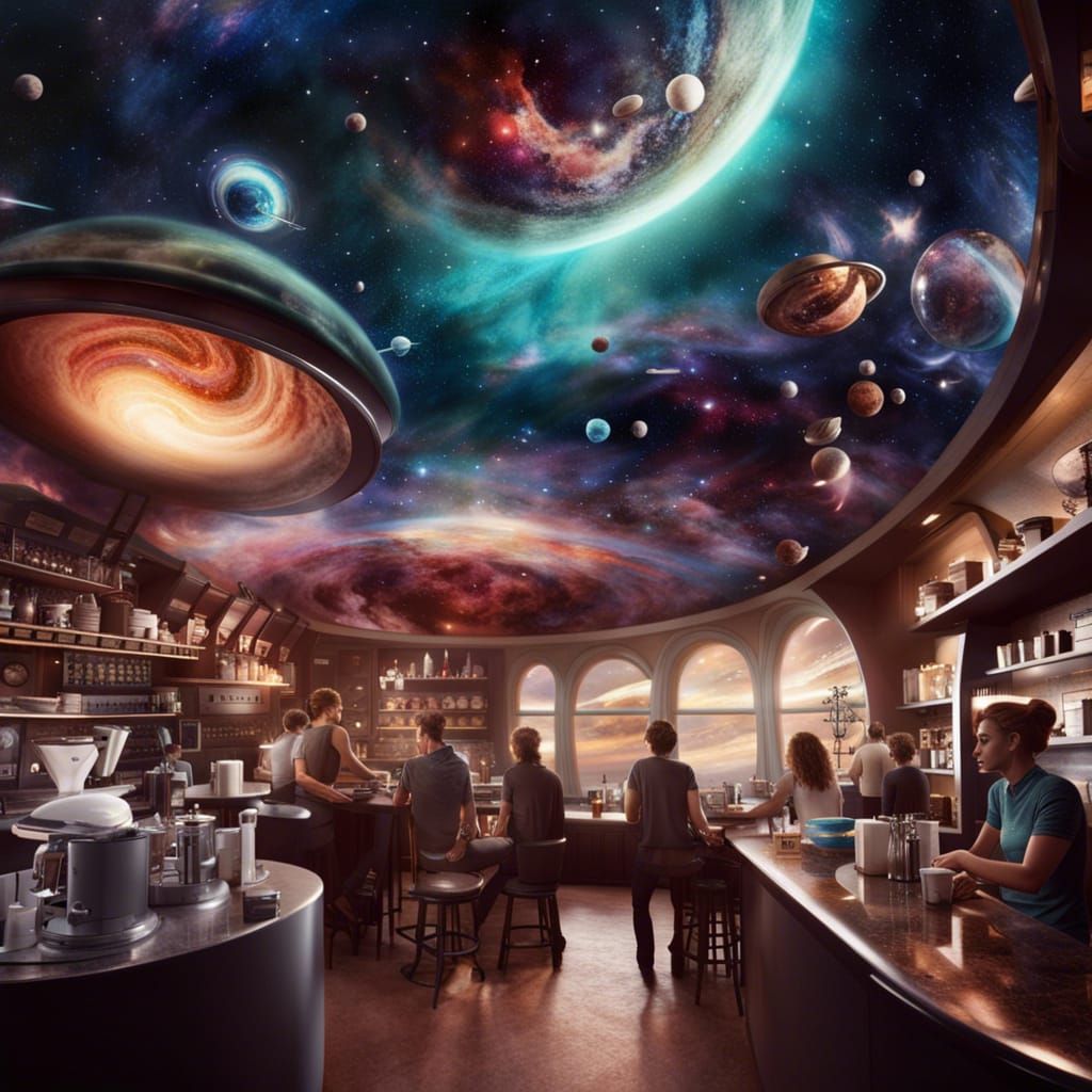 Nebula Brew Café 🌌☕️🪐 - AI Generated Artwork - NightCafe Creator