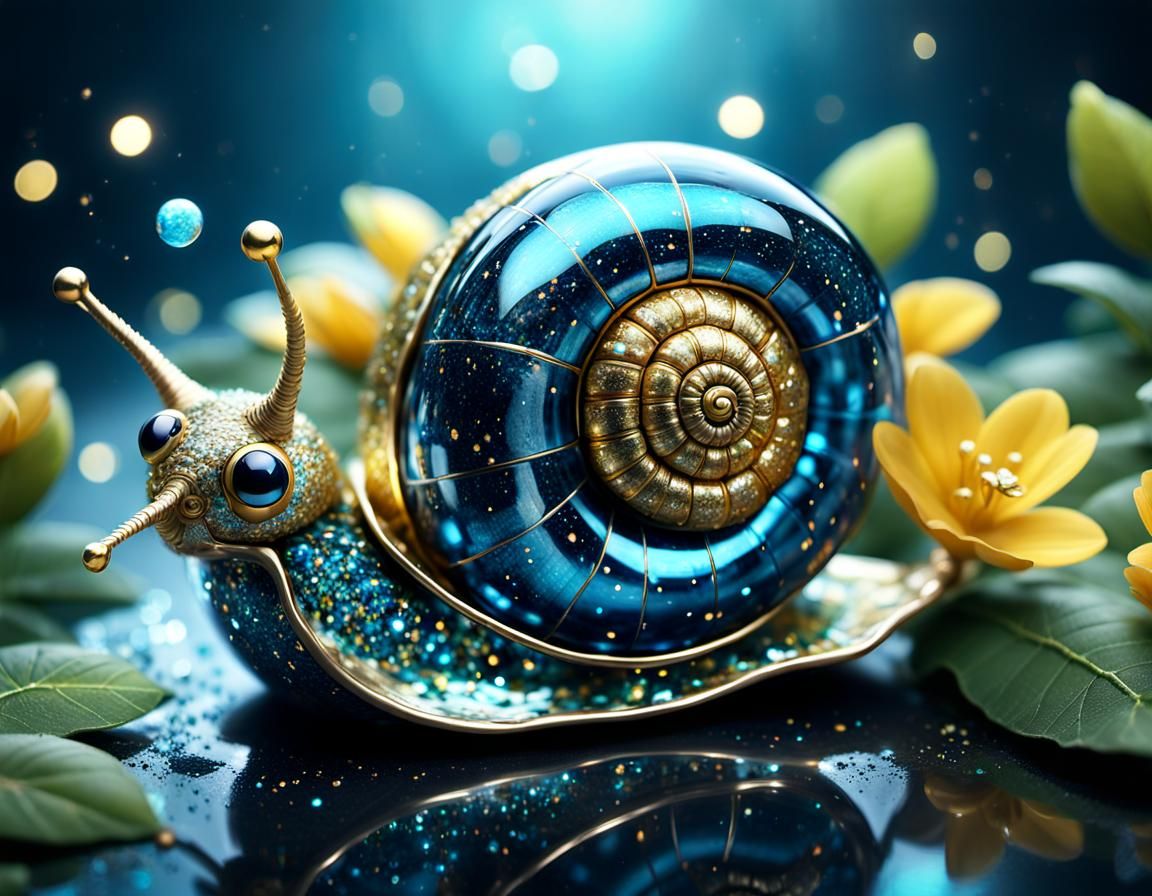 Sparkling Snail Amidst Yellow Blossom - AI Generated Artwork ...