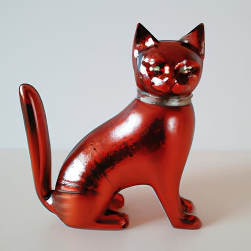 Red chrome cat statue - AI Generated Artwork - NightCafe Creator