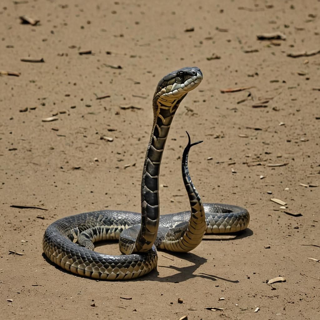 Spectacle cobra poised to strike, rearing up regally - AI Generated ...