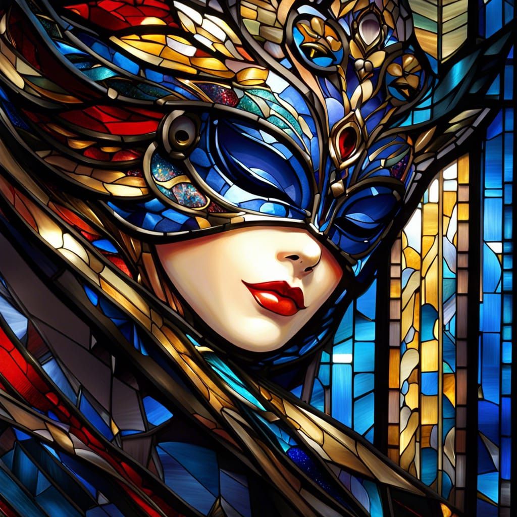 stained_glass_art_of_sleeping_beauty_sleeping, glass masquerade mask ...