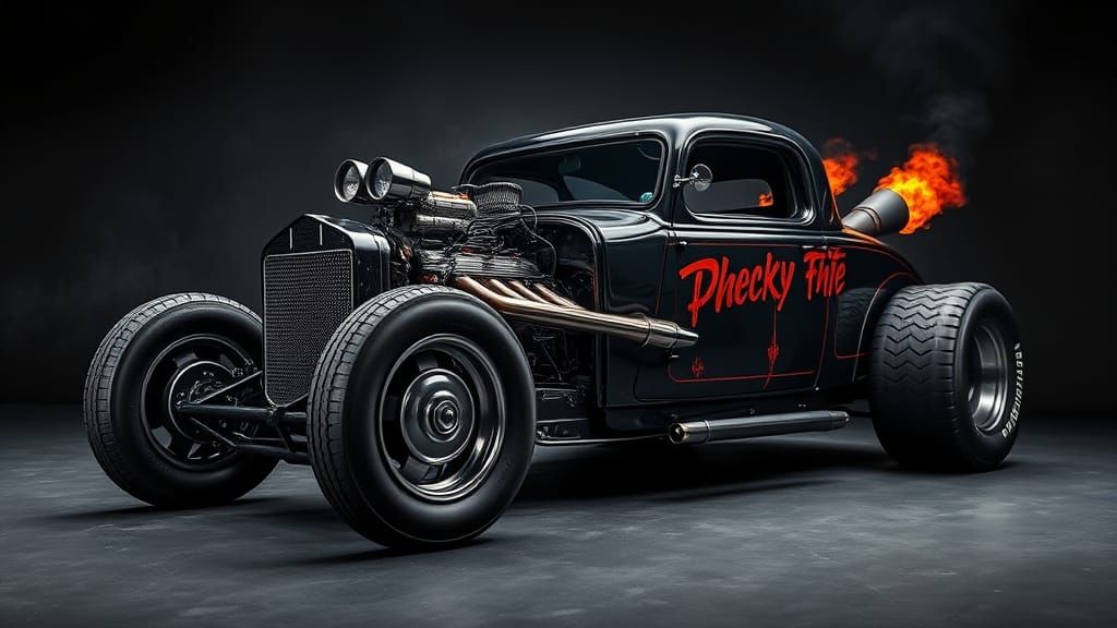 Gothic Rat-Rod Hot Rod in Charcoal Studio - AI Art