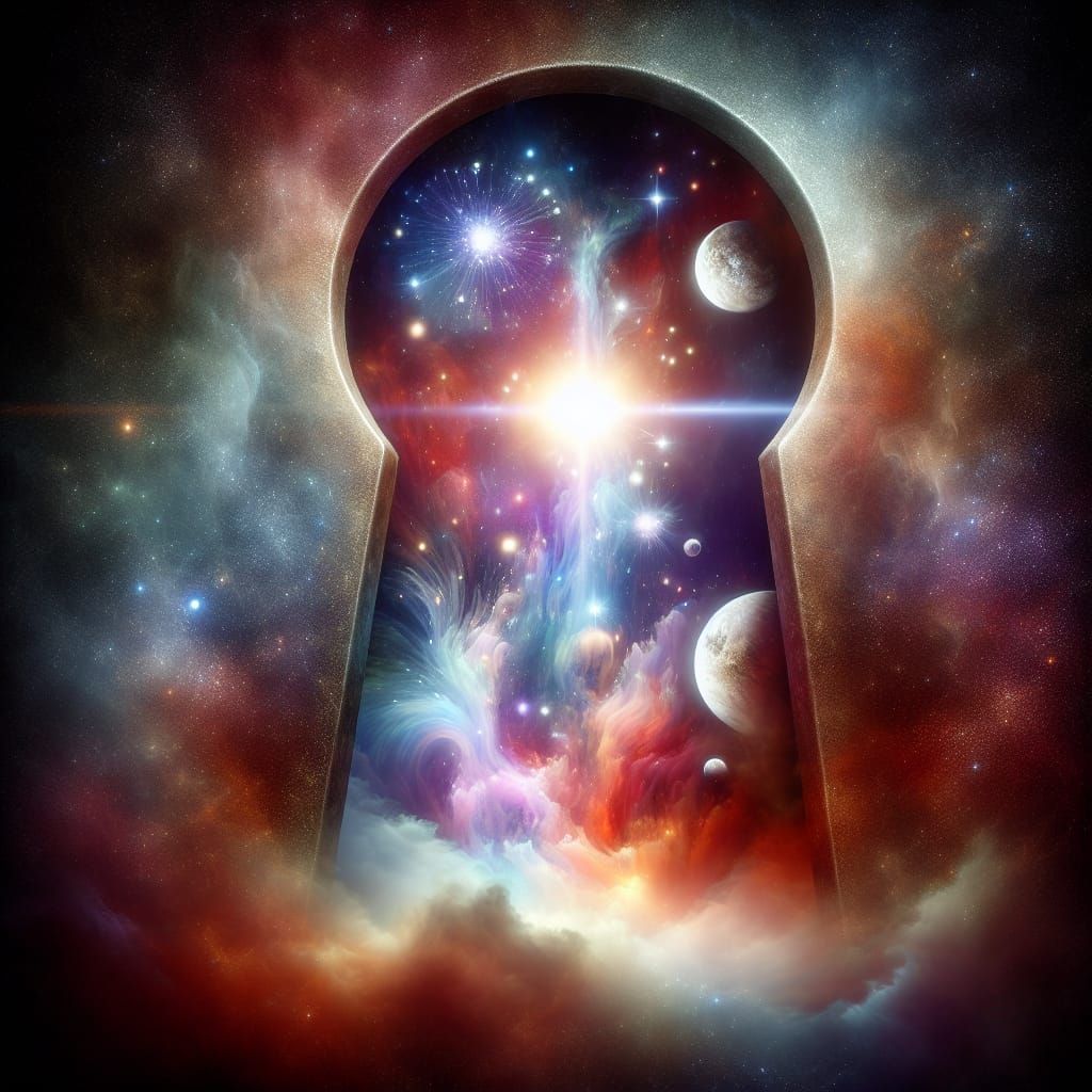 A hyper realistic keyhole on the other side of the keyhole is a ...