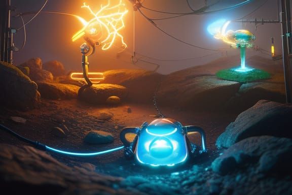 Cute Biomechanical clockwork lightning Cyborg Frog lightning with ...