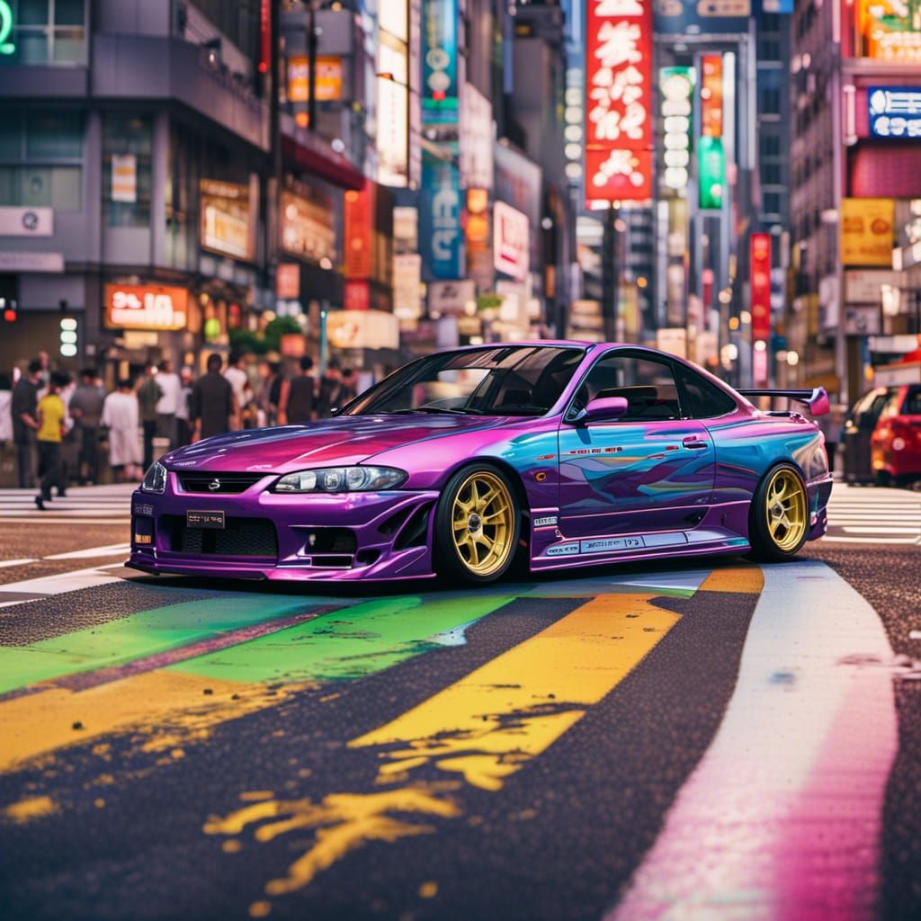 Nissan Silvia s15 in Tokyo - AI Generated Artwork - NightCafe Creator