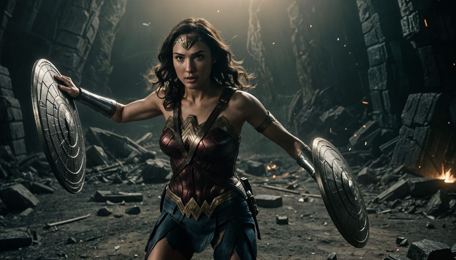 Wonder Woman Deflects Doom's Gauntlet Beam in Cine... - AI Art