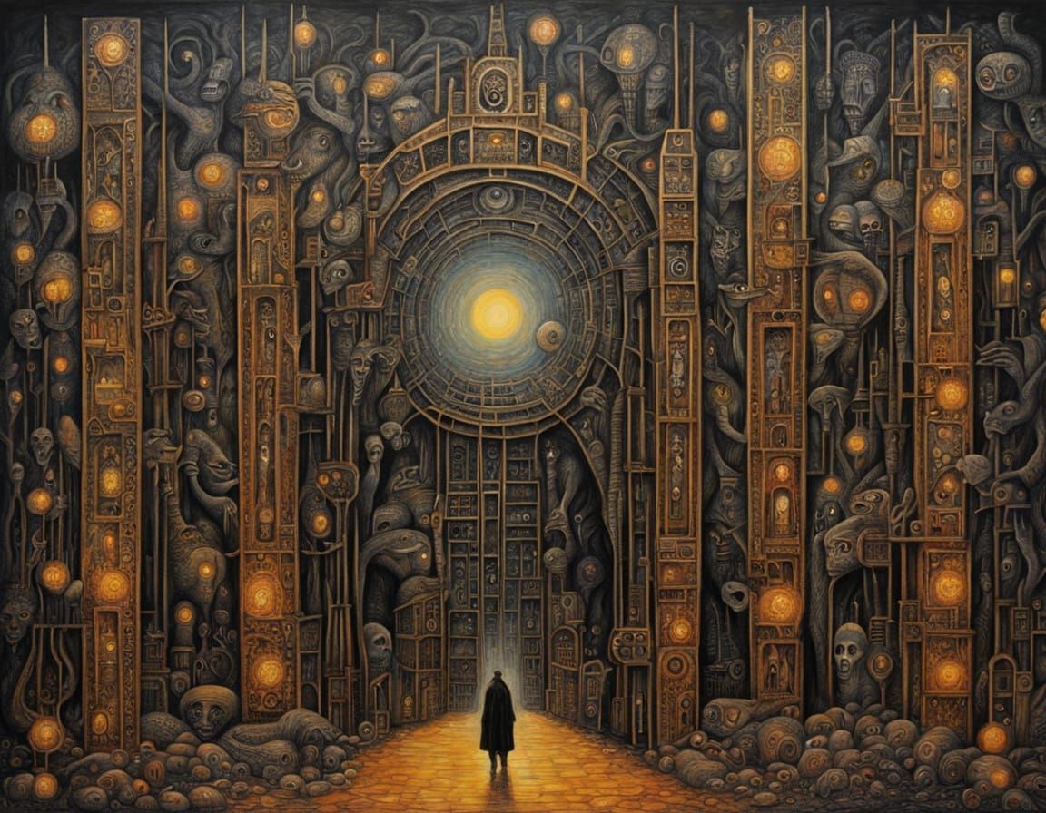Cyberpunk-Style Metaphysical Gateways with Watchme... - AI Art