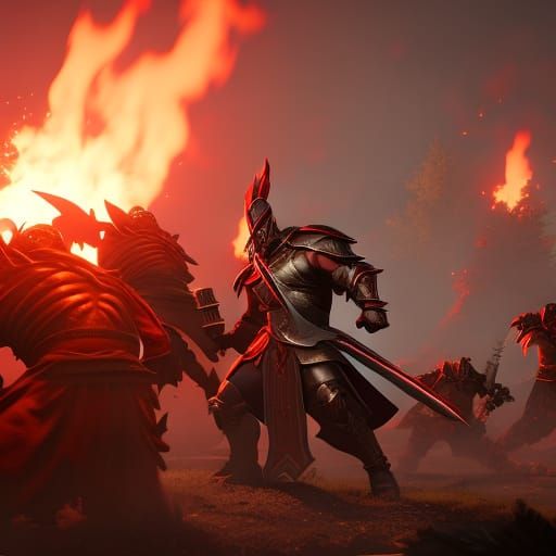 Spartans vs demons - AI Generated Artwork - NightCafe Creator