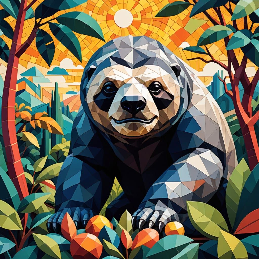 Giant sloth eating avocado tree - Giant Sloth in Vibrant Cub...