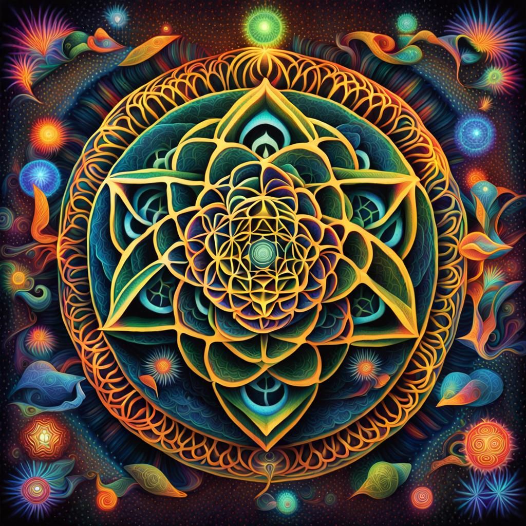 DMT Ayahuasca sacred geometry at 7.83Hz - AI Generated Artwork ...