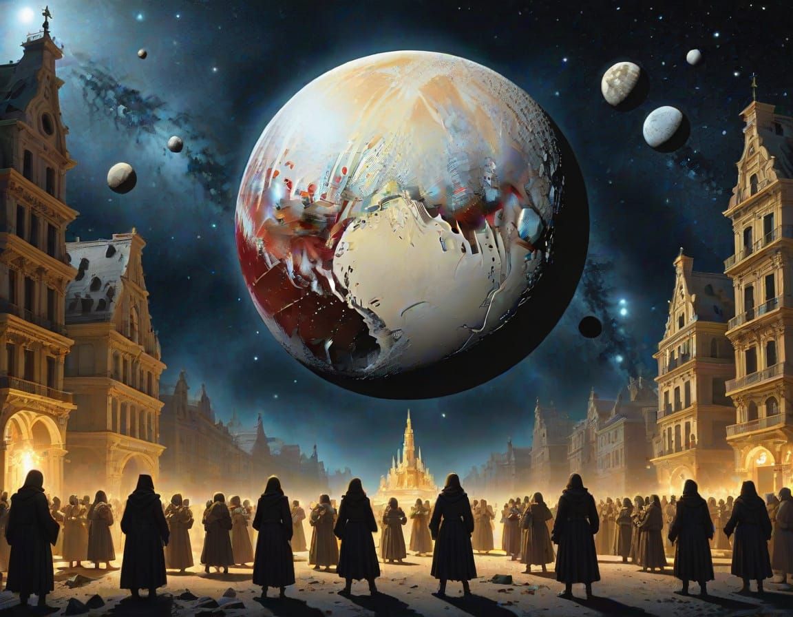 Gothic Cult Gathering on the Dark Planet of Pluto - AI Art