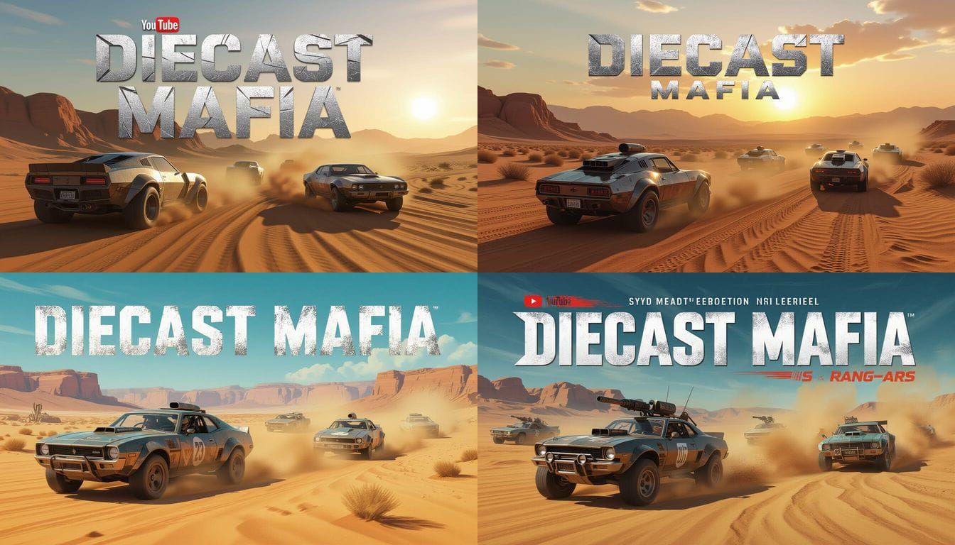 Diecast Mafia: Post-Apocalyptic YouTube Banner - AI Art